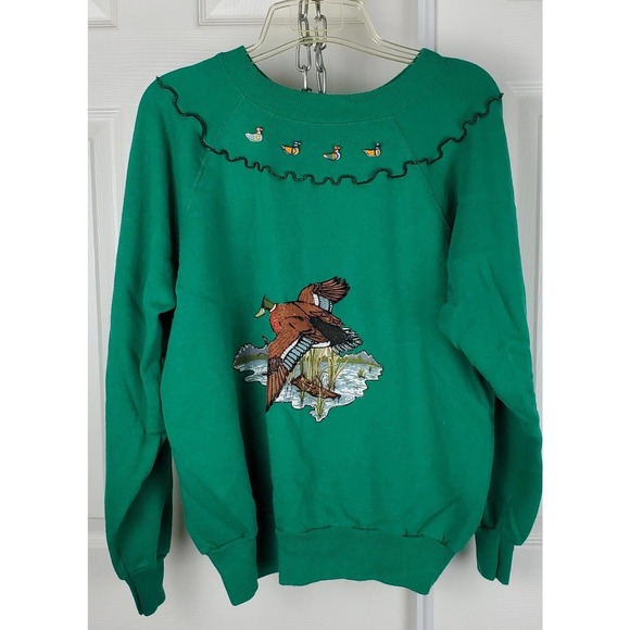 Pannill | Tops | Vtg Duck Crew Neck Sweatshirt Womens Large Green ...